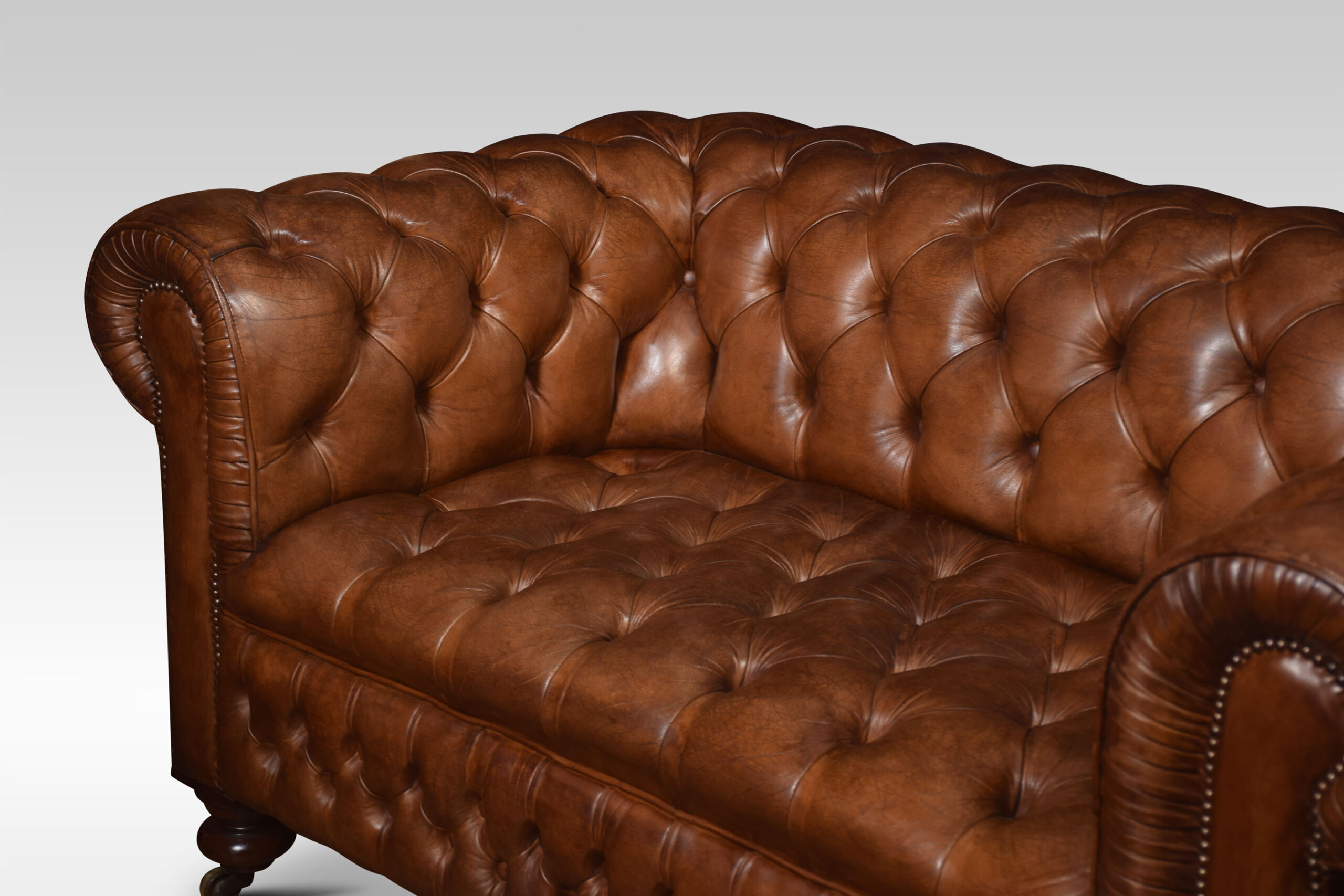Brown leather chesterfield - Shacklady's Antiques